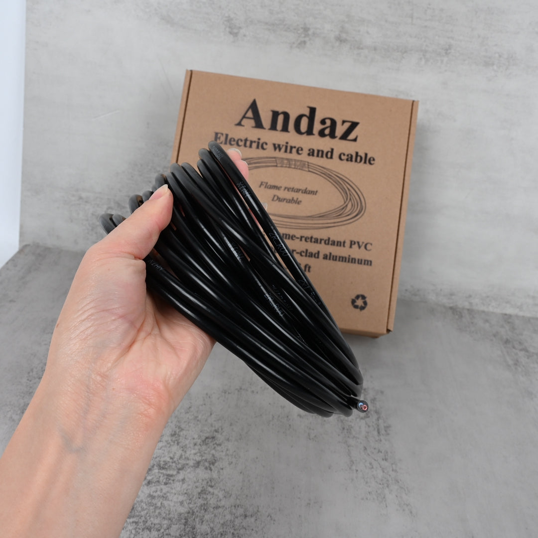 Andaz 2-Core Black Electric Wire Fire-Resistant PVC Cable with Aluminu ...